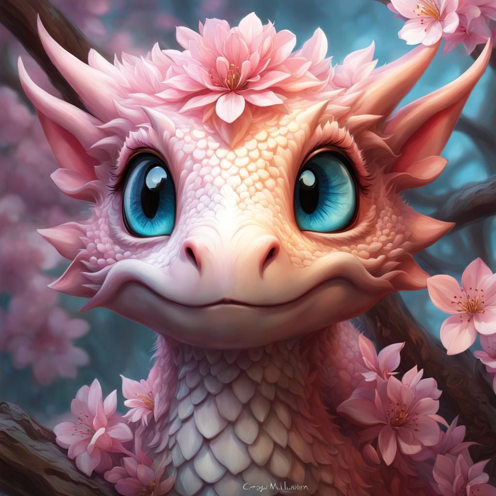 Steel Portrait of an adorable mythical beautiful cute pastel fluffy ...