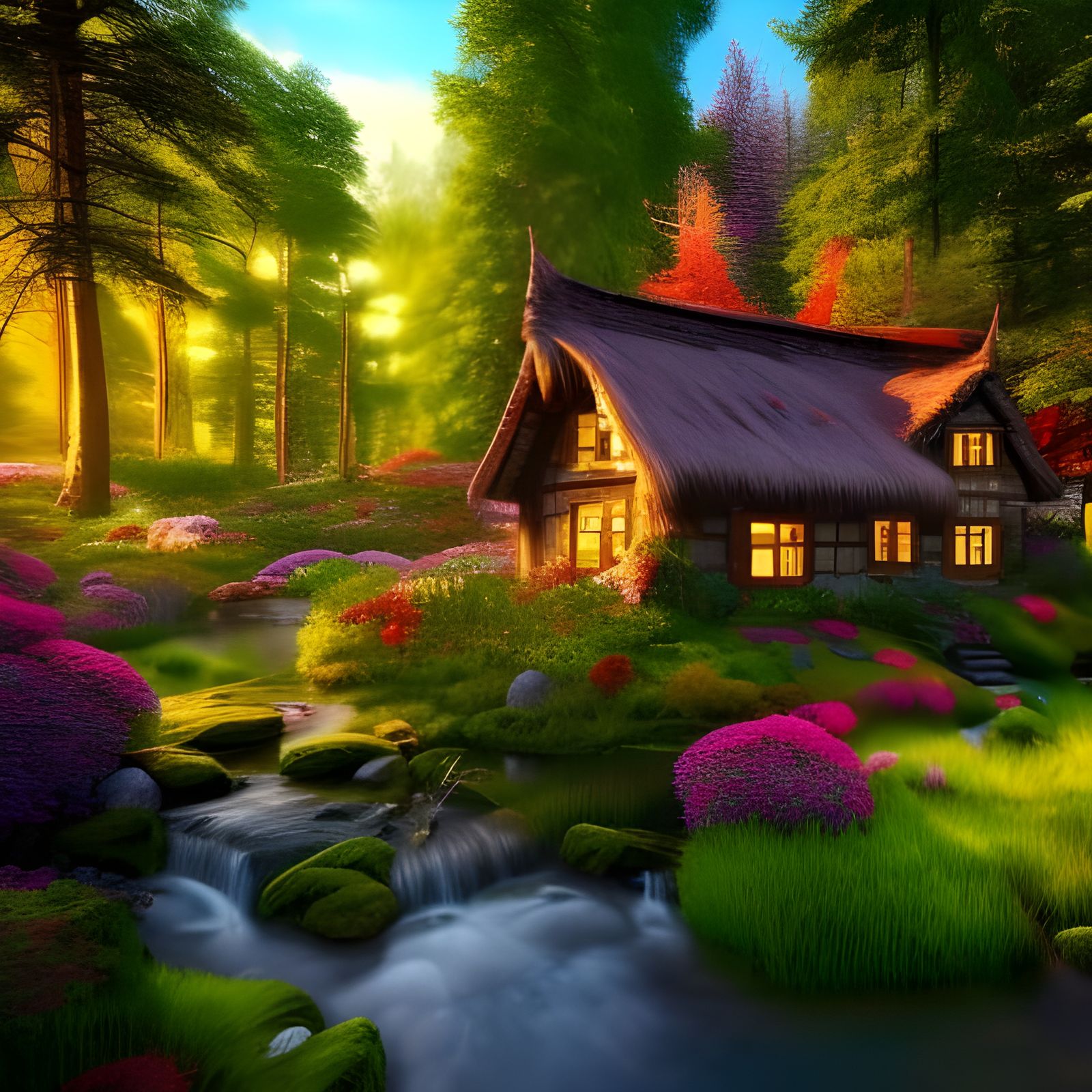 Elf Cottage - AI Generated Artwork - NightCafe Creator