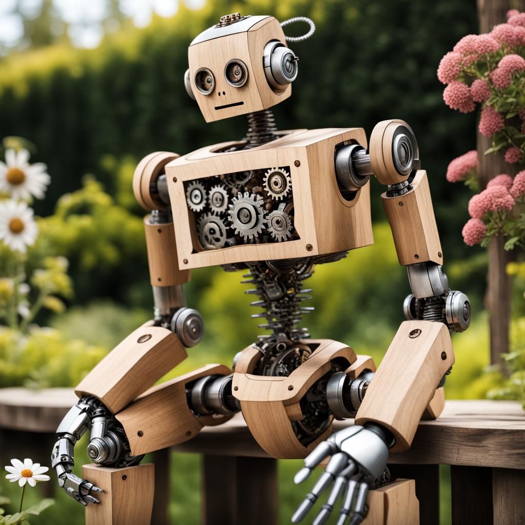 Woody, the wood robot - AI Generated Artwork - NightCafe Creator