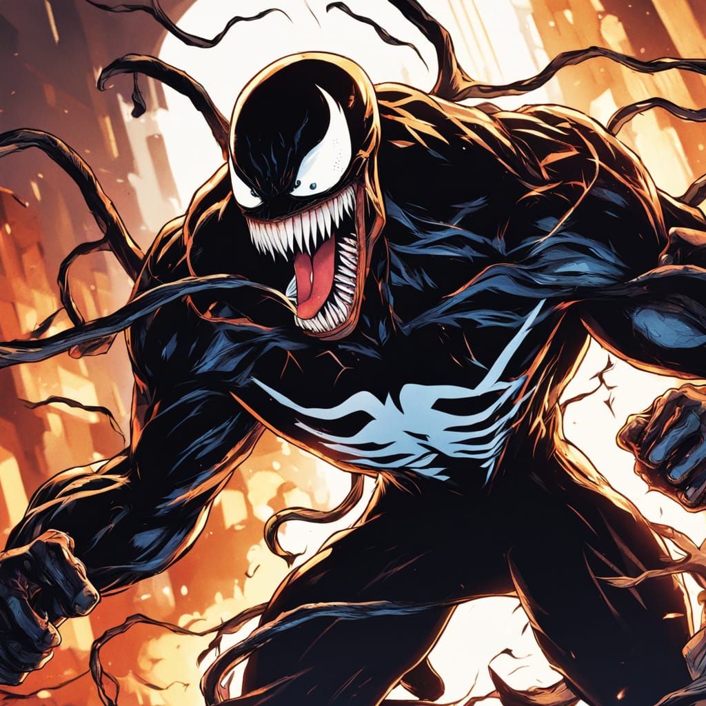 Venom Unleashes Fury in Vibrant Anime Style - AI Art