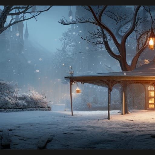 Winter cafe - AI Generated Artwork - NightCafe Creator