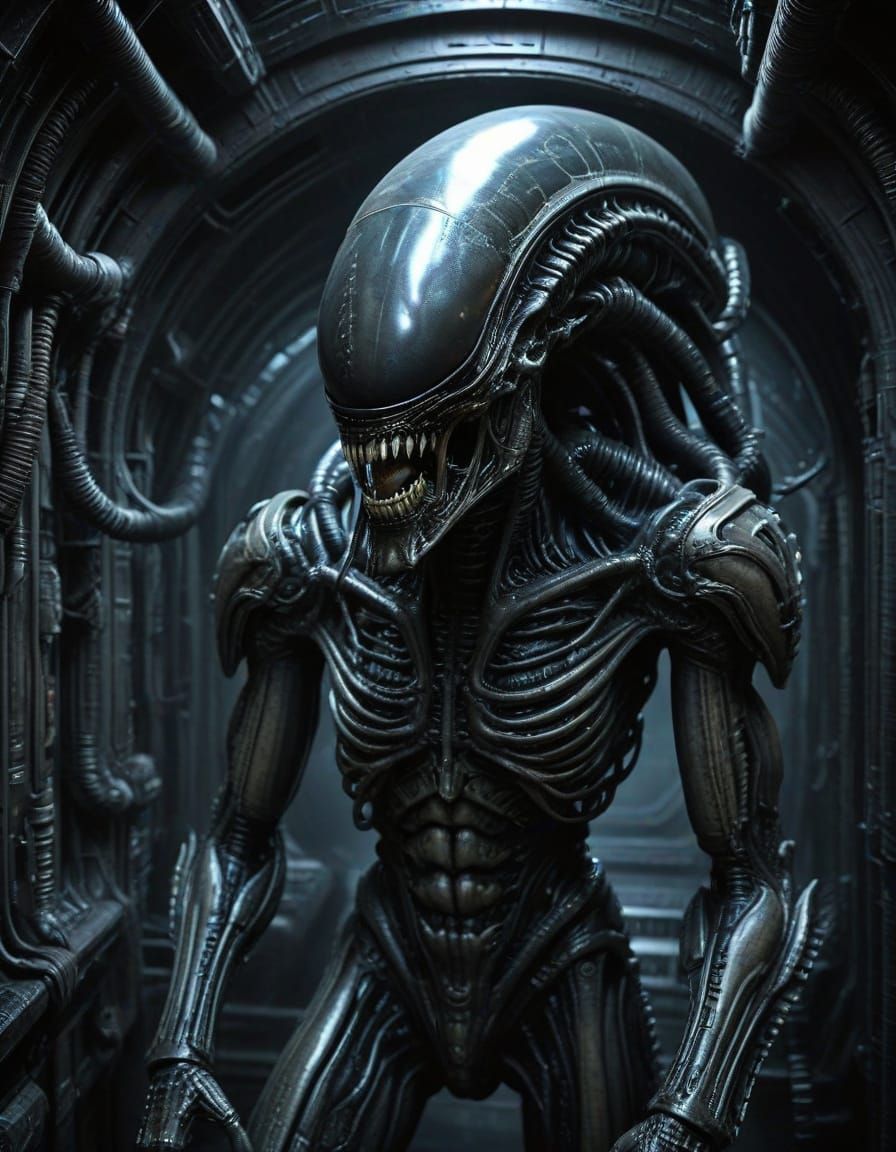 Biomechanical Horror in Cosmic Decay - AI Art