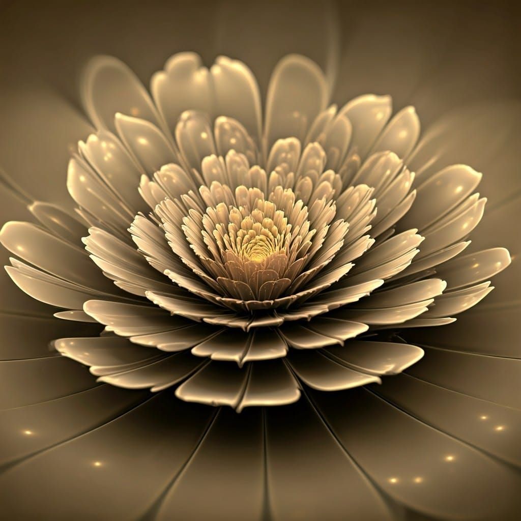 Ethereal Fractal Bloom in Golden Light - AI Art