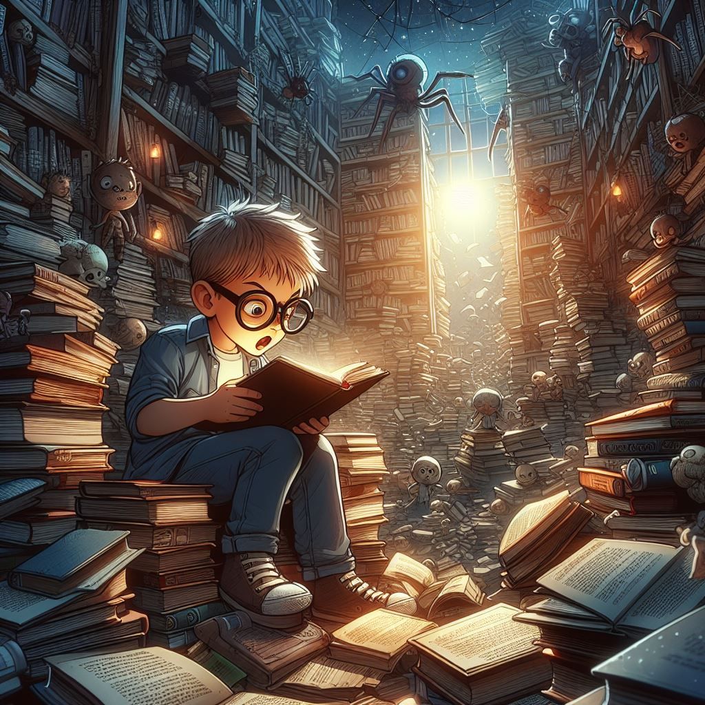 Nerd in mystical library - AI Generated Artwork - NightCafe Creator