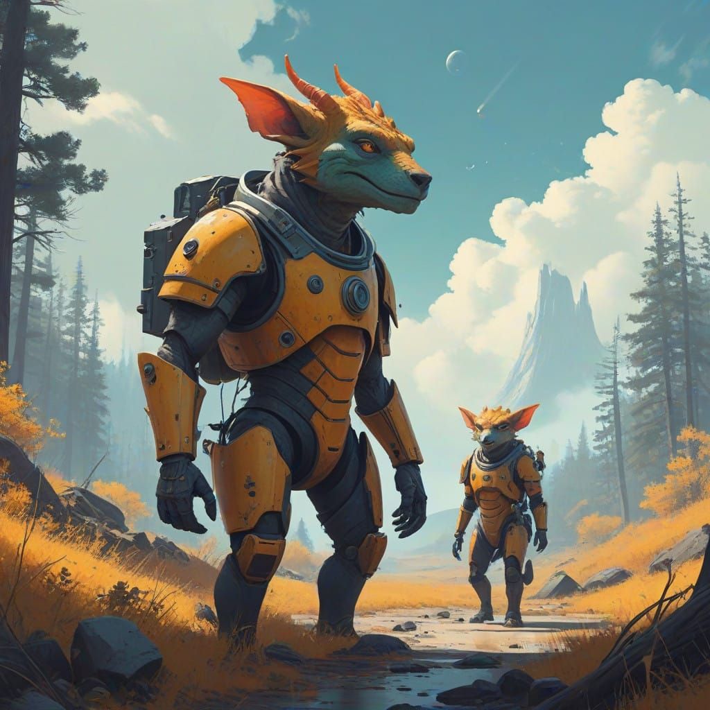 Cosmic Kobolds in Vibrant, Ethereal Realms - AI Art