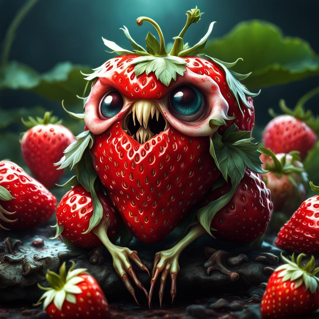 Zombie Strawberry Fruit - AI Generated Artwork - NightCafe Creator
