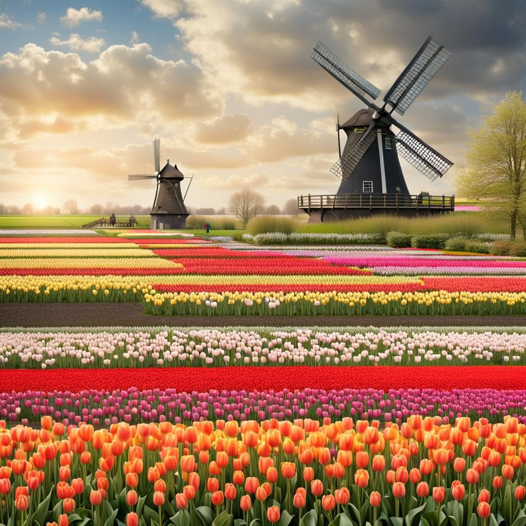 tulip garden in Netherlands - AI Generated Artwork - NightCafe Creator