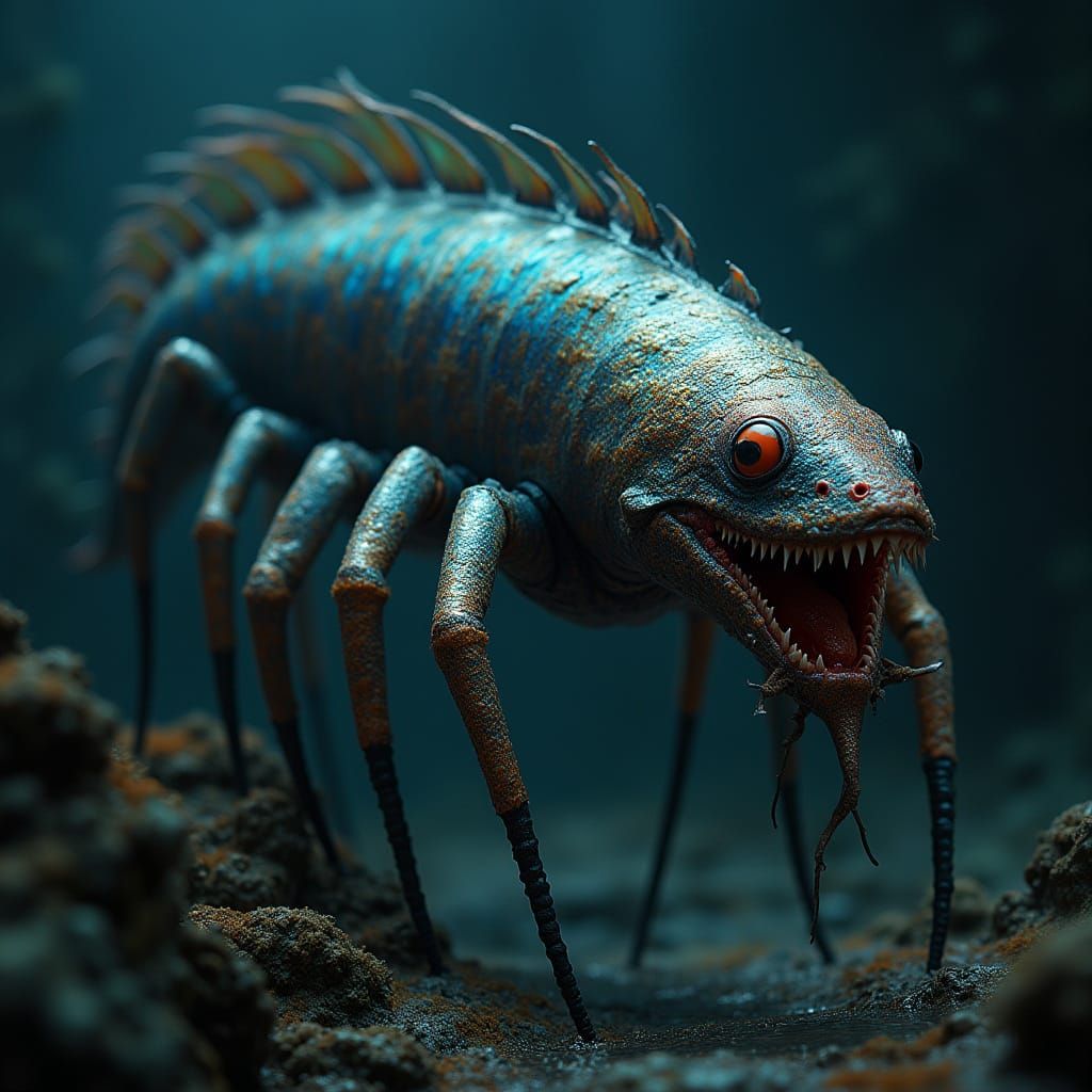 Biomechanical Piranha with Centipede Legs in Omino... - AI Art