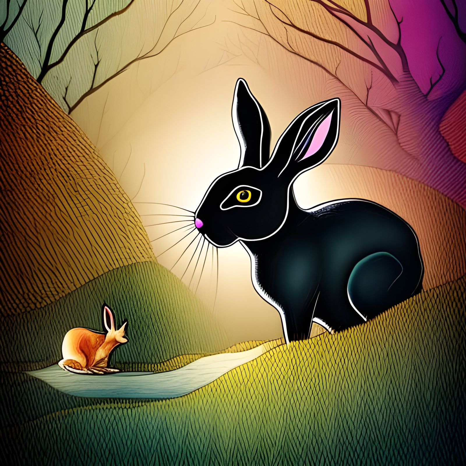 "Watership Down" Black Rabbit of Inle leads Fiver - AI Generated ...