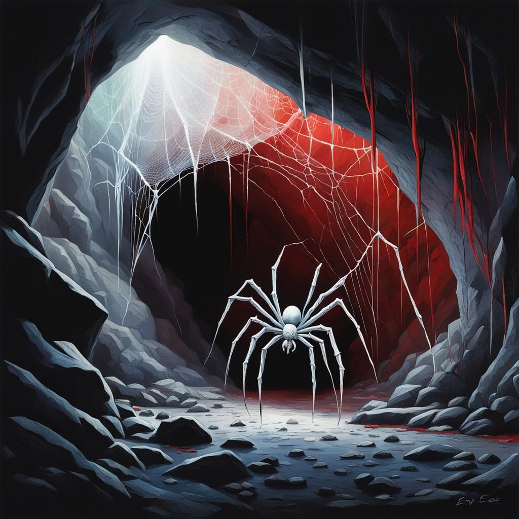 Dark cave with spider webs - AI Generated Artwork - NightCafe Creator