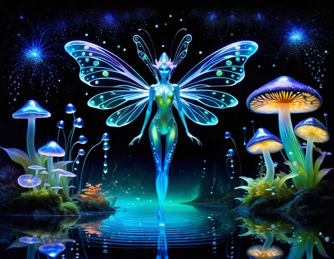 (Full body head to toe painting 1.8) of a (Stunningly beautiful ethereal translucent water ...