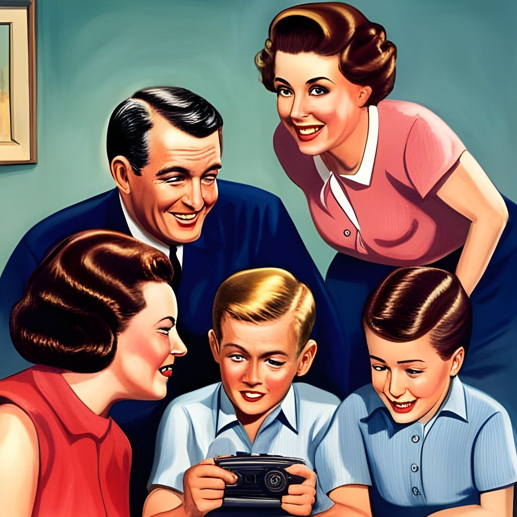 1950s family playing sega megadrive on tv - AI Generated Artwork ...