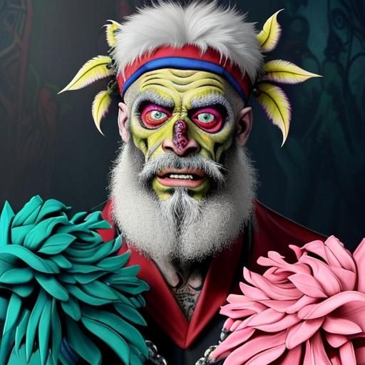 Tattooed albino contortionist hippy freak, colorful, created by the ...