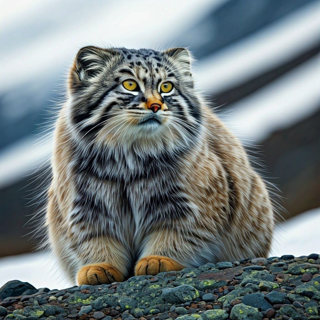 Pallas cat Manul - Majestic Manul Cat in Mongolian Wildernes...