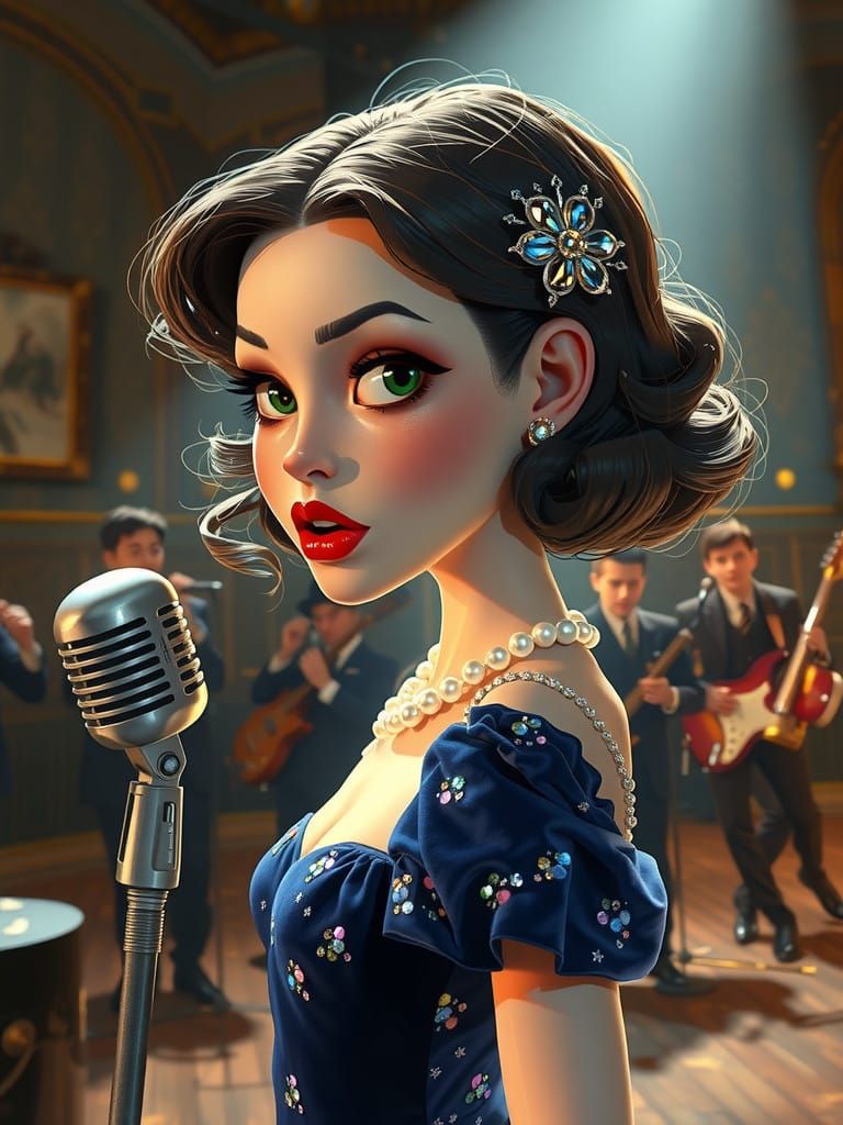 side view from top to bottom, slightly turned head, He stands proudly ...