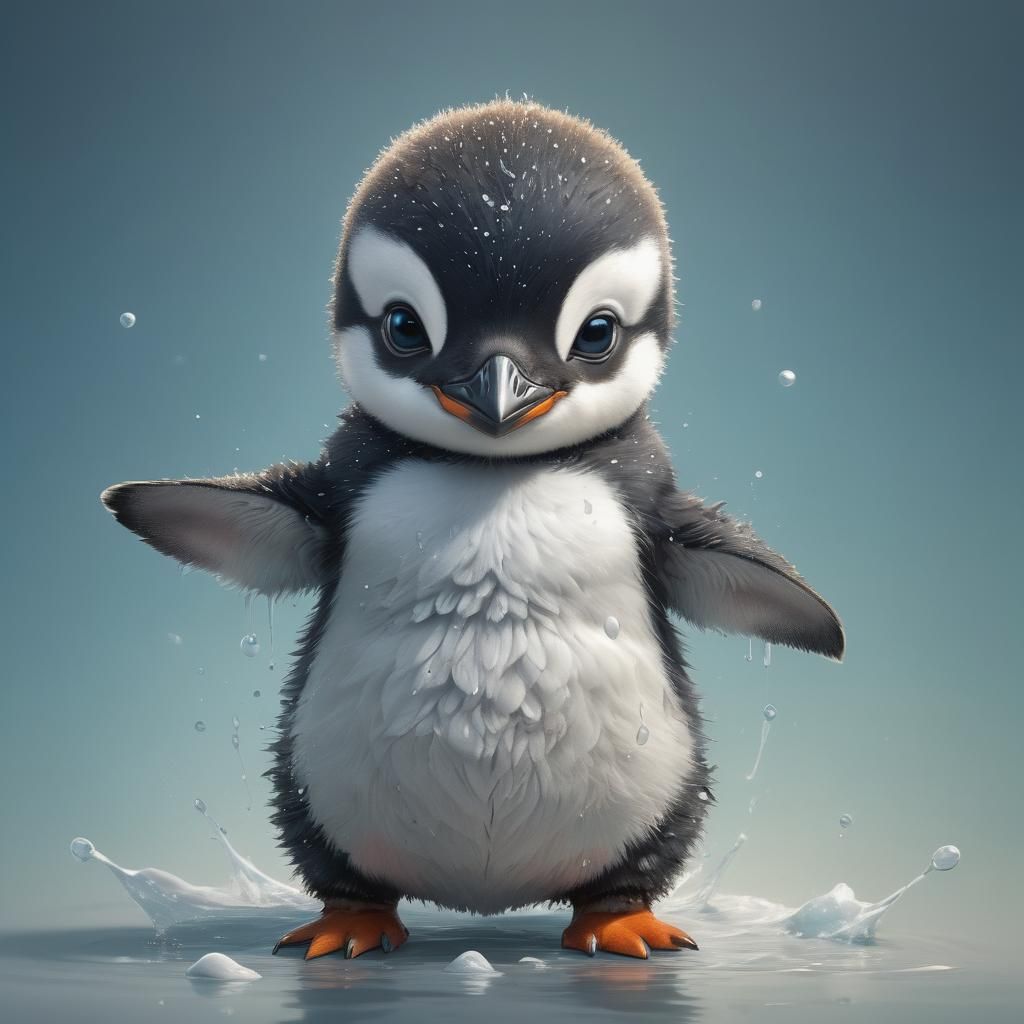 stunning image of a cute adorable baby penguin, concept art by Peter de ...