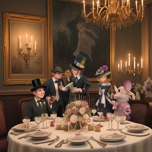 Mice Celebrate New Year's Eve in a Whimsical Wine ... - AI Art