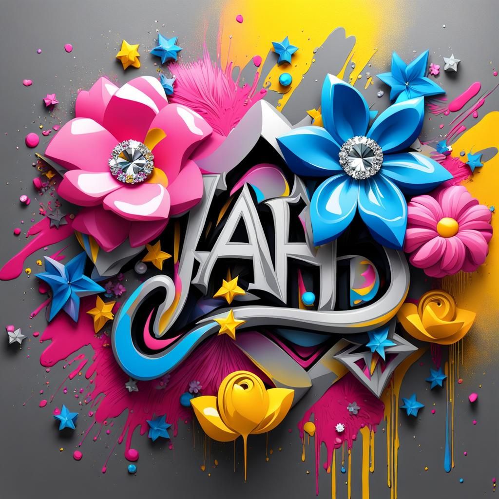 3d colorful splash of pink, grey, and yellow, blue colors with metallic ...