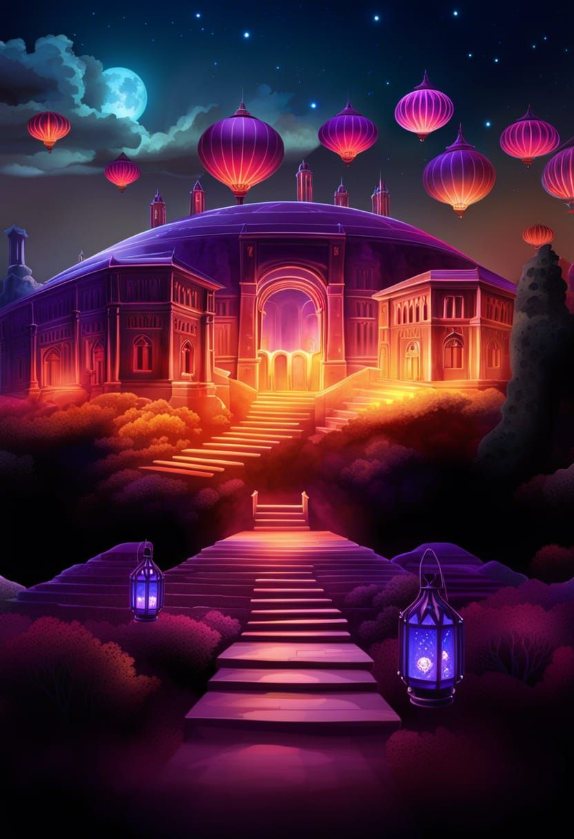 Lanterns, astral planetarium projection night-lights UV, fantasy ...