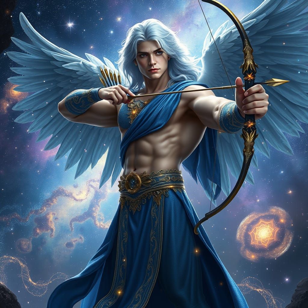 Cosmic Muscle Angel Unleashes Starlight Power - AI Art