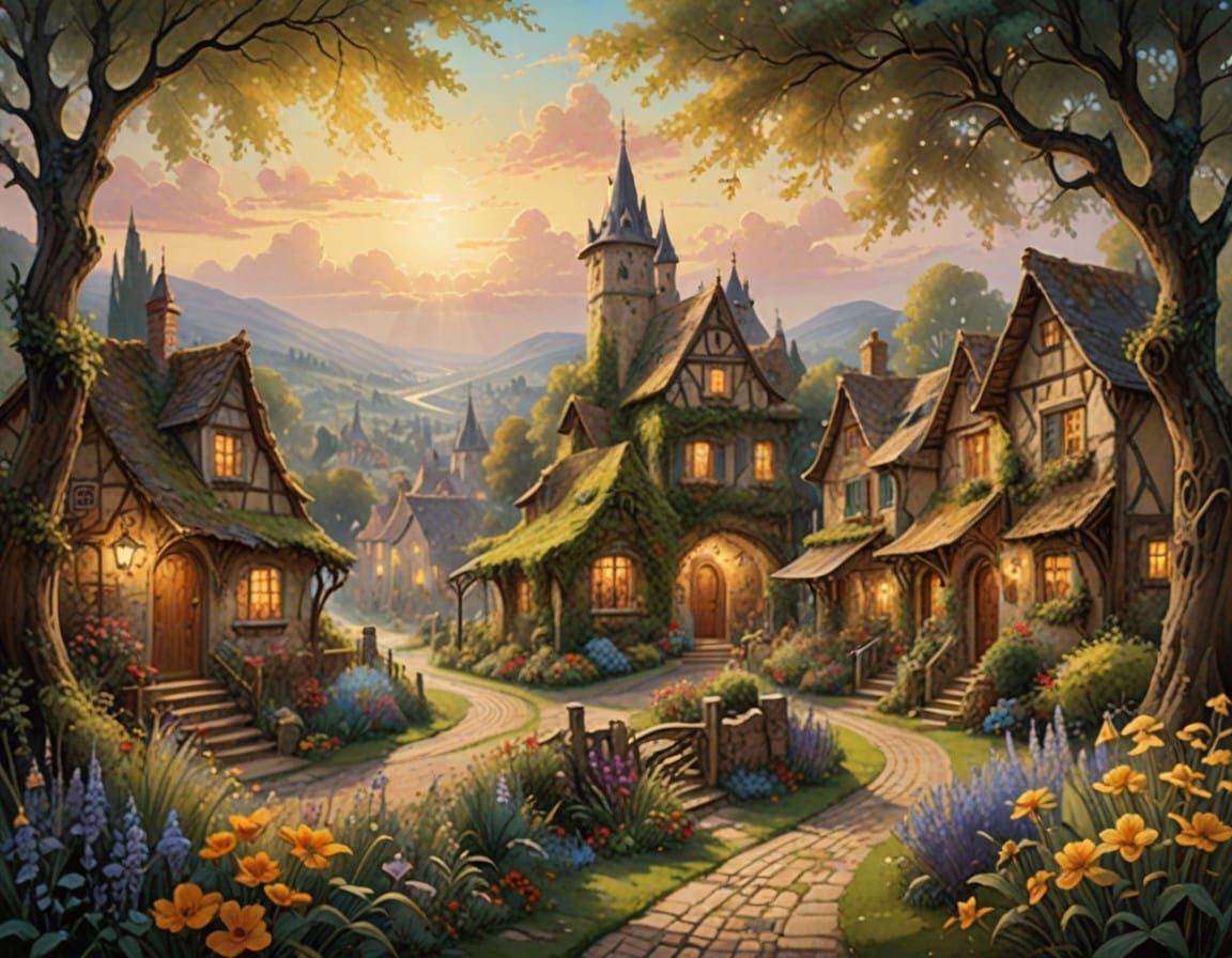 🔥🌹⭐Gorgeous Glowing country village, Arthur Rackham, Antoine Blanchard ...