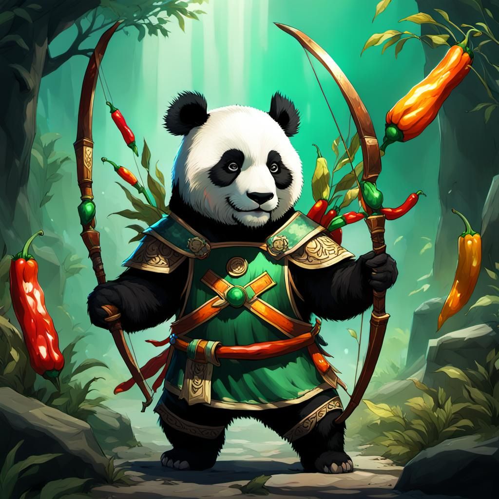 Pepper panda warrior - Panda Warrior in Artemis Attire with...