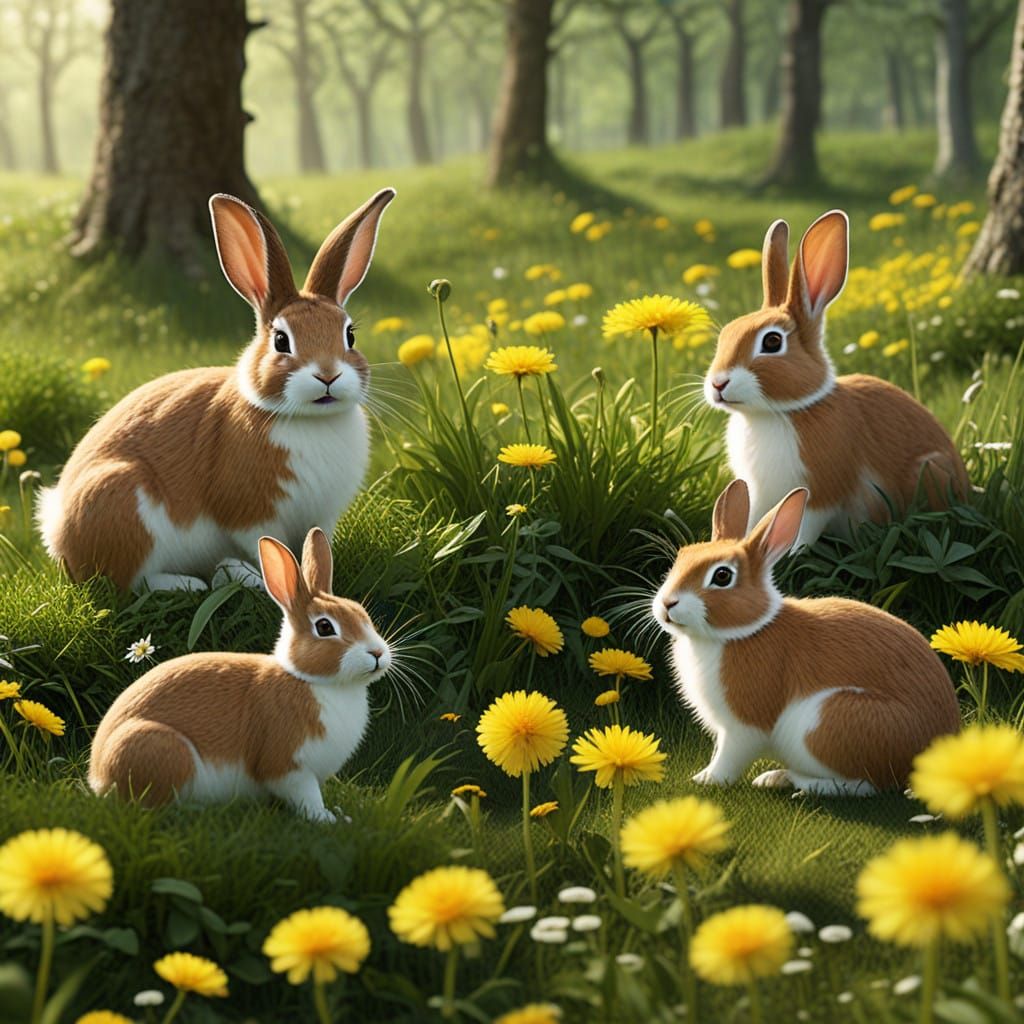 Whimsical Rabbits in Baroque-Inspired Fantasy - AI Art