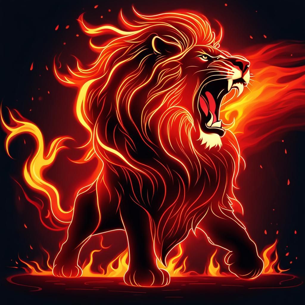 Flaming lion - AI Generated Artwork - NightCafe Creator
