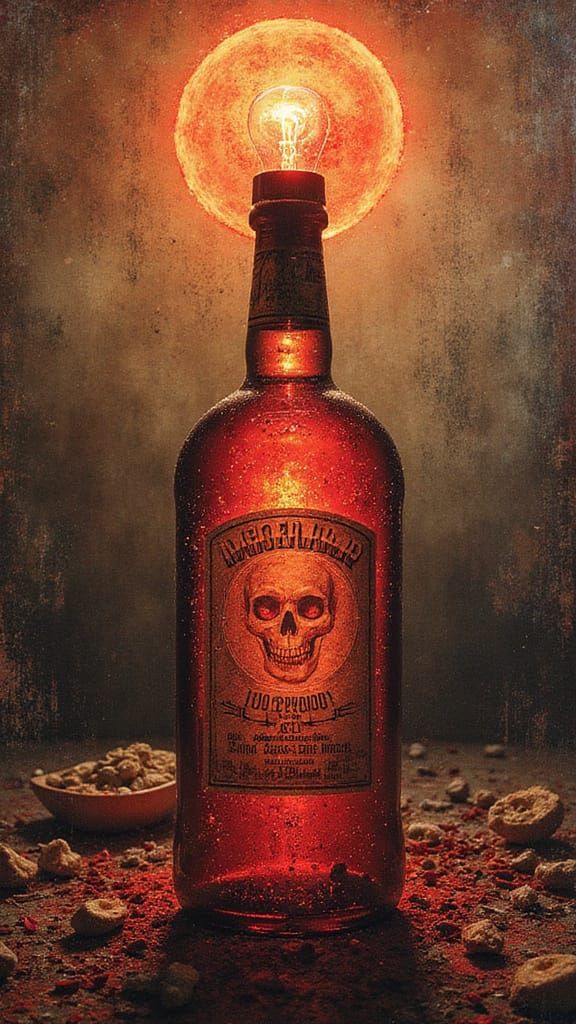 Art Brut graffiti:"Bottle of majestically evil (Tequila) 100 proof ...