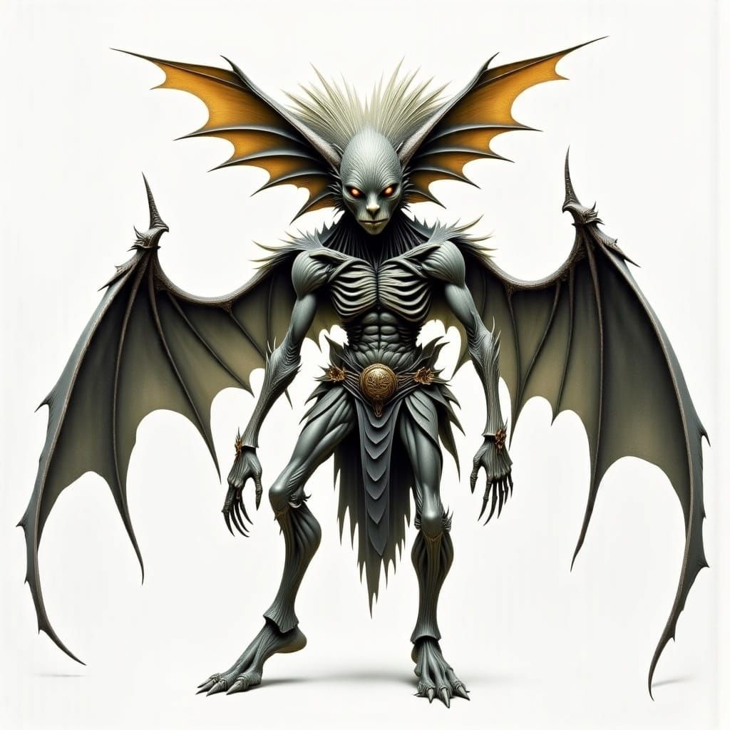 Creature of the Night: Humanoid Bat - AI Art