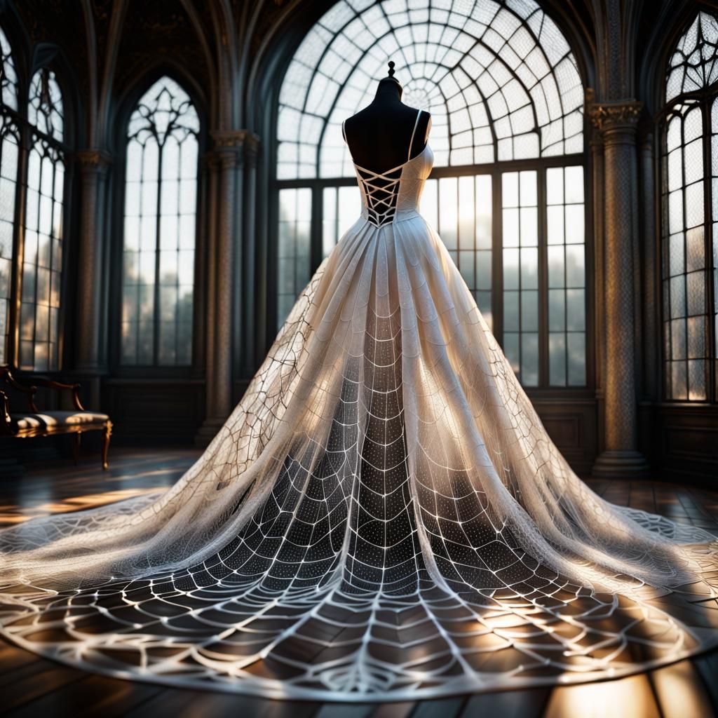 Silk Spider Web wedding dress - AI Generated Artwork - NightCafe Creator