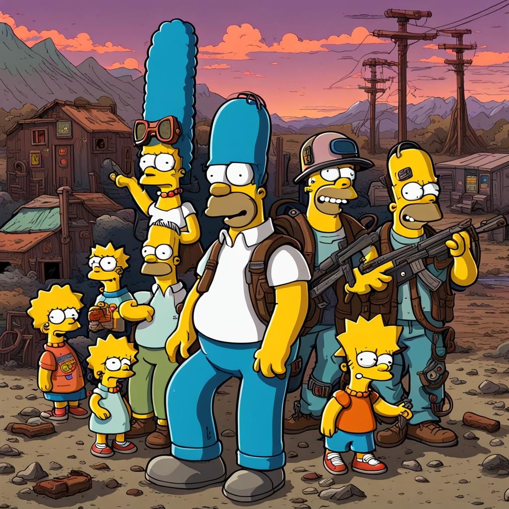 Simpsons Acid grunge guerilla post apocalyptic Malibu - AI Generated ...