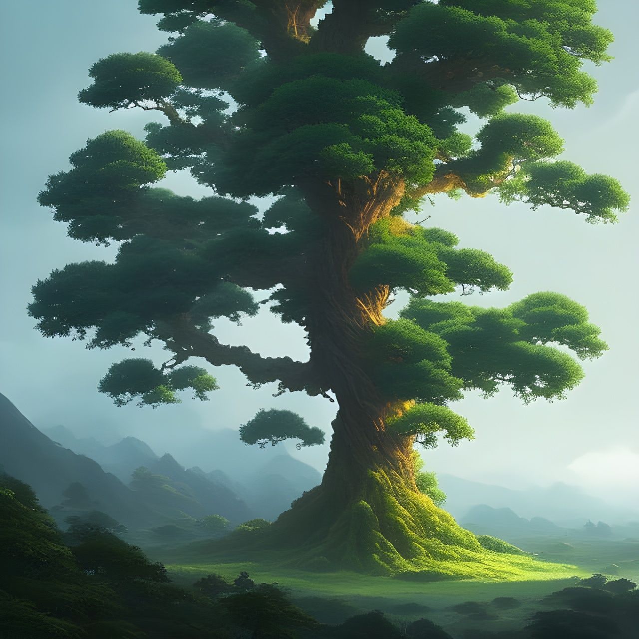 Hyper-Detailed blueprints of a tree by Greg Rutkowski Studio Ghibli ...