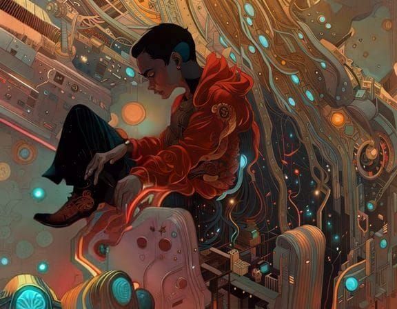 "Cosmic cyberpunk cyborg" :: by Victo Ngai, Alejandro Burdisio, Alberto ...