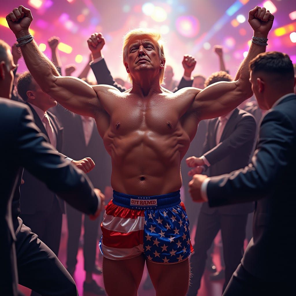 Donald Trump 2025 - Chiseled Trump Dominates a Neon Rave Par...