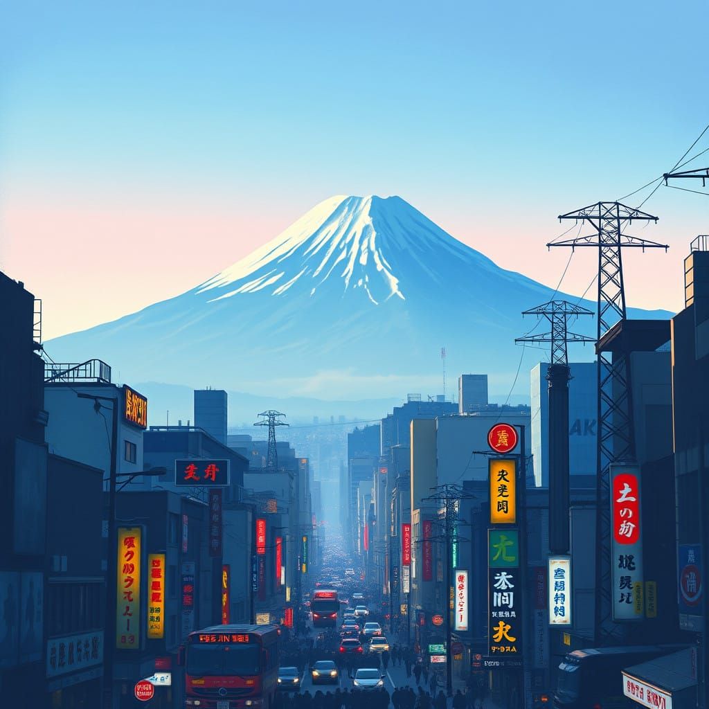 Mount Fuji from the city. - Mount Fuji Towers Above Tokyo's ...