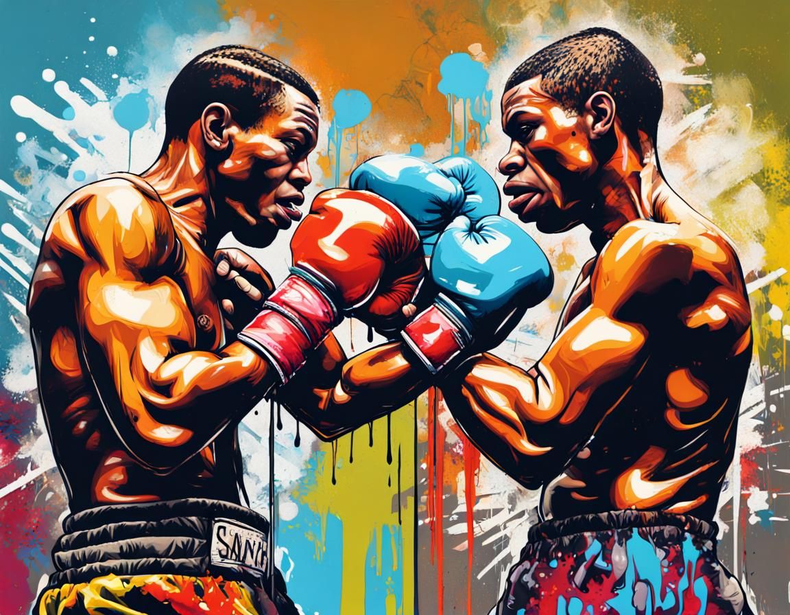 Smack, Crack, Bushwhacked, two boxers boxing, pop art (Song: Drive ...