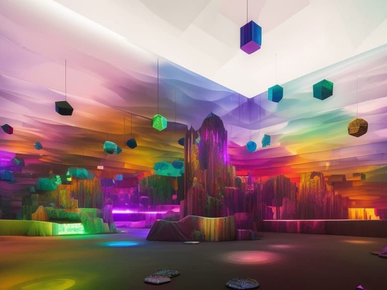 Insanely detailed photograph of a Galaxy Cubes in colorful dark rainbow ...