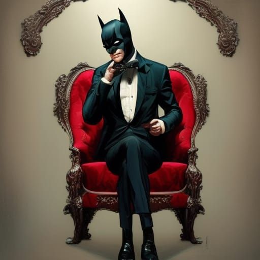 Bruce Wayne sitting on a red armchair - AI Generated Artwork ...