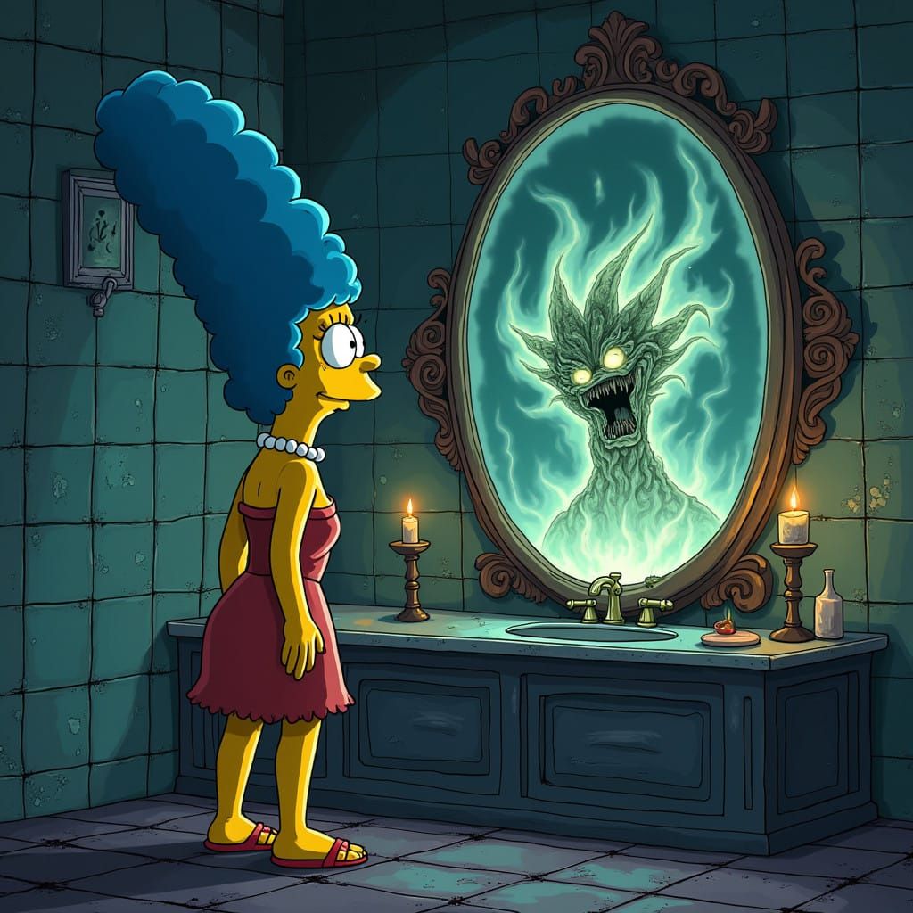 Surreal Simpsons Abomination Confronts Janice with... - AI Art