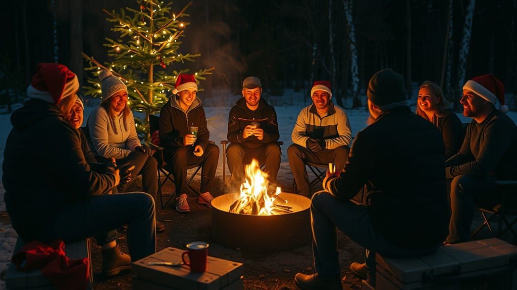 Christmas at a campfire - Winter Wonderland by the Campfire