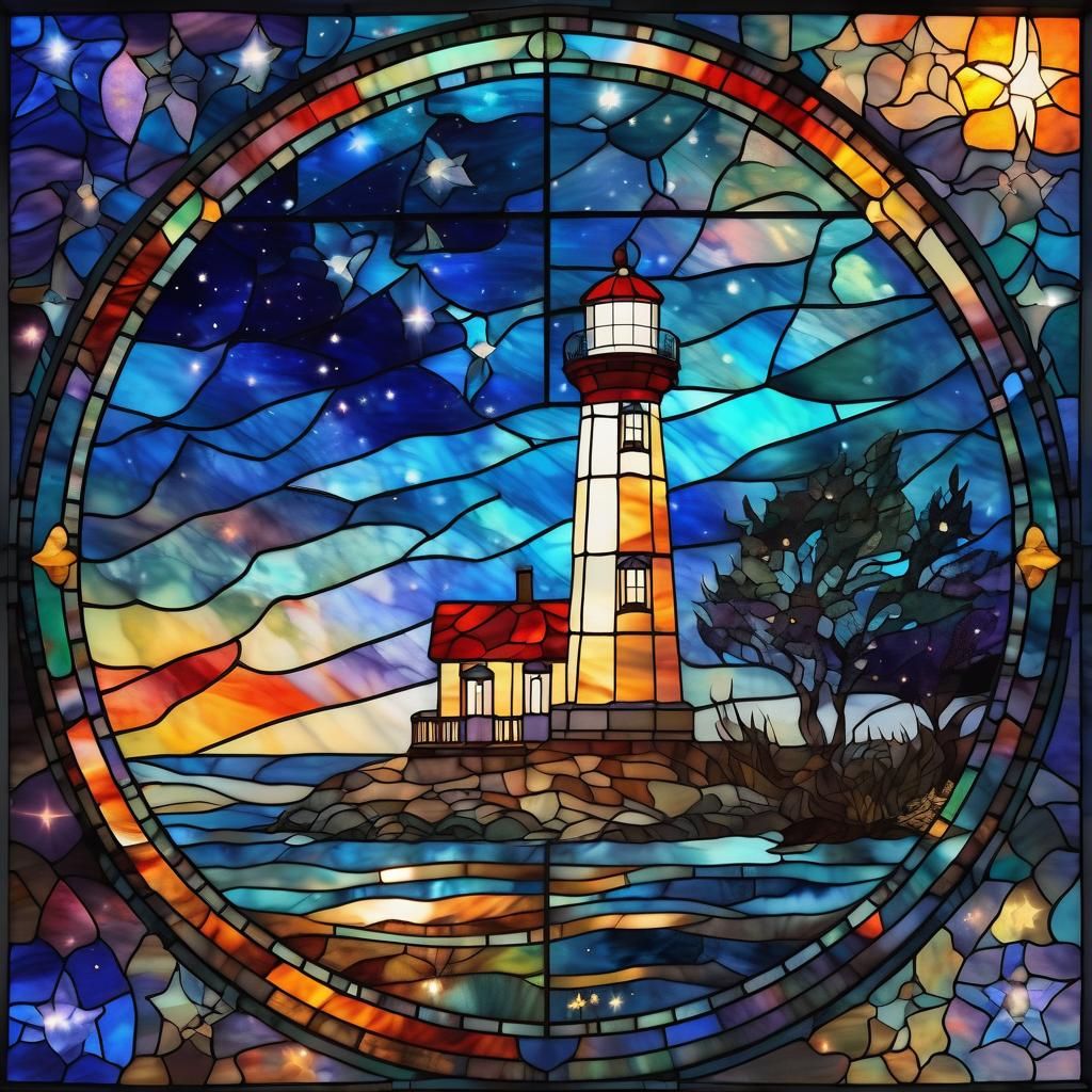 Stained glass-image of a lighthouse - AI Generated Artwork - NightCafe ...