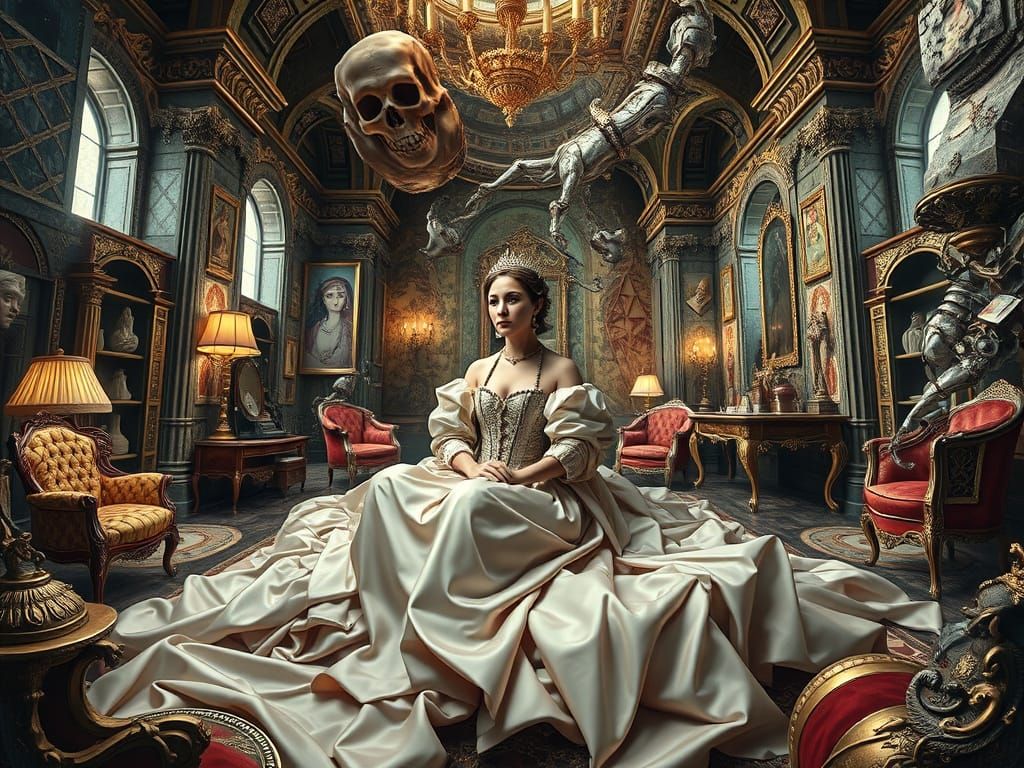 Medieval Princess in Surreal Deformed Labyrinth - AI Art