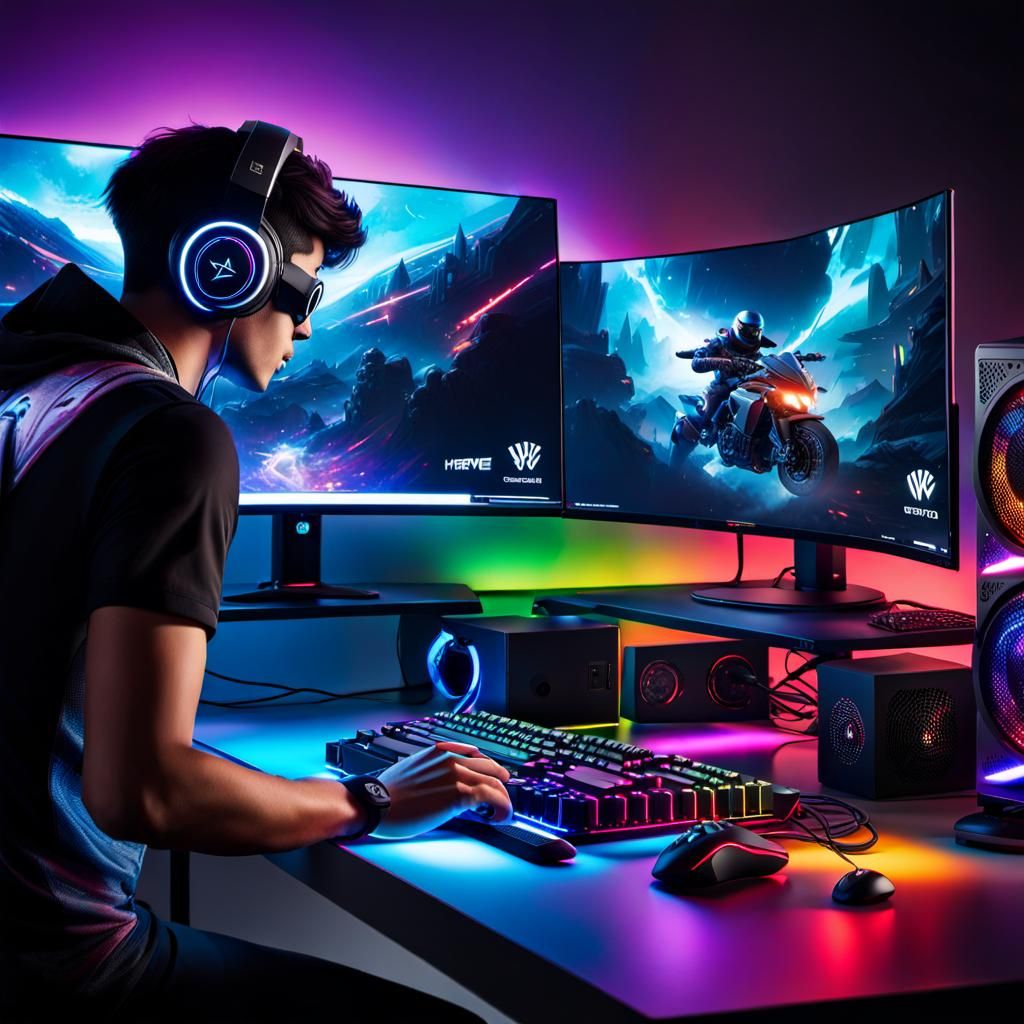 Gaming PC Setup - AI Generated Artwork - NightCafe Creator