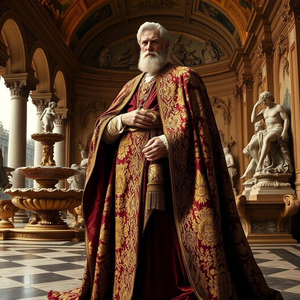 Elegant Figure Amidst Baroque Splendor - AI Art