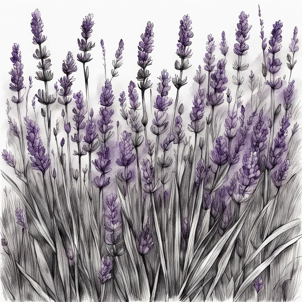 Botanical Ink Drawing Lavender - AI Generated Artwork - NightCafe Creator