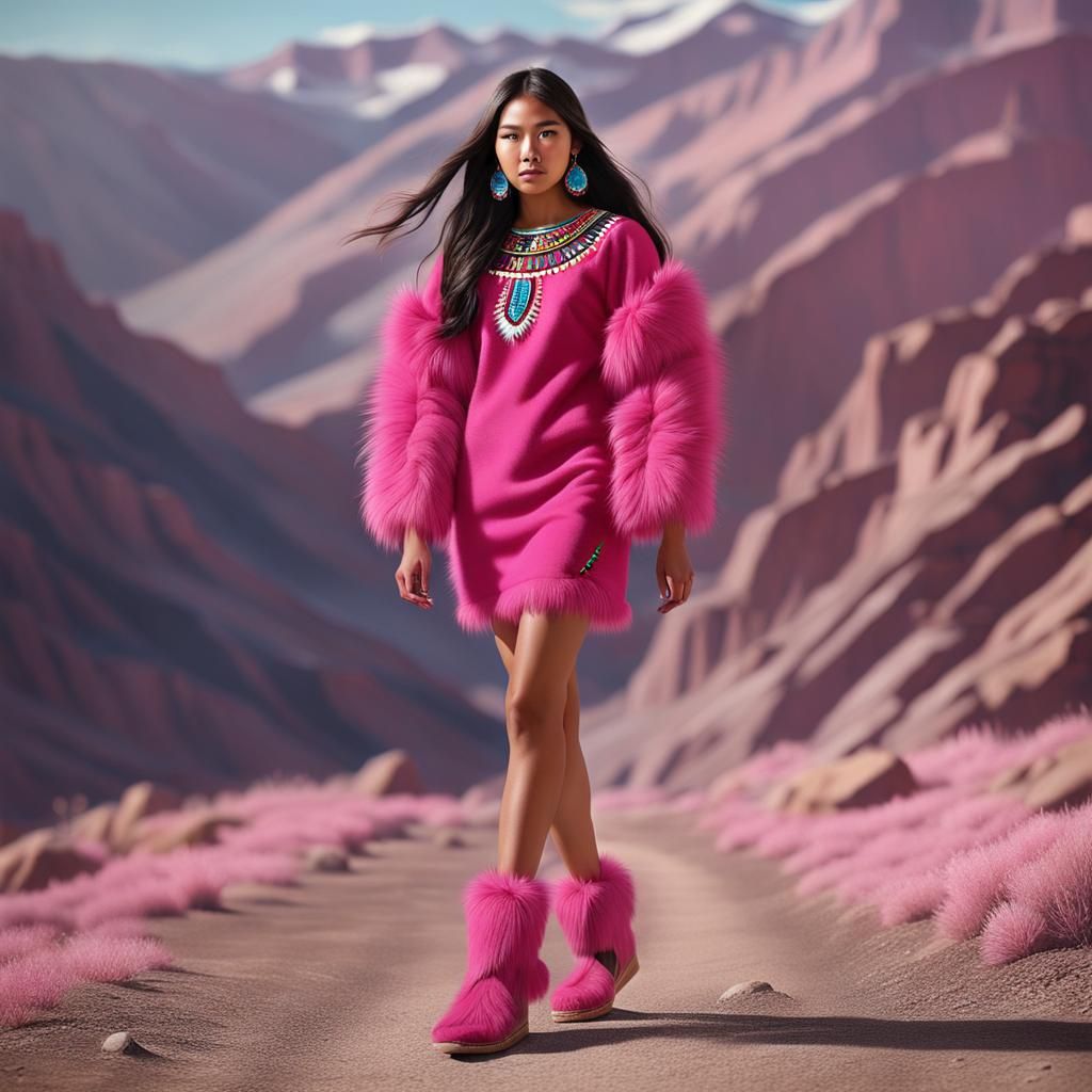 Deep Pink Mini Evening Dress Cartoon. Redone. - AI Generated Artwork ...