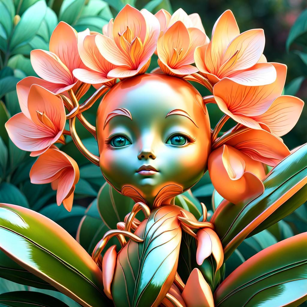 Metal Flowers ~ Titanium Rhododendron Flower Pixie - AI Generated Artwork - NightCafe Creator