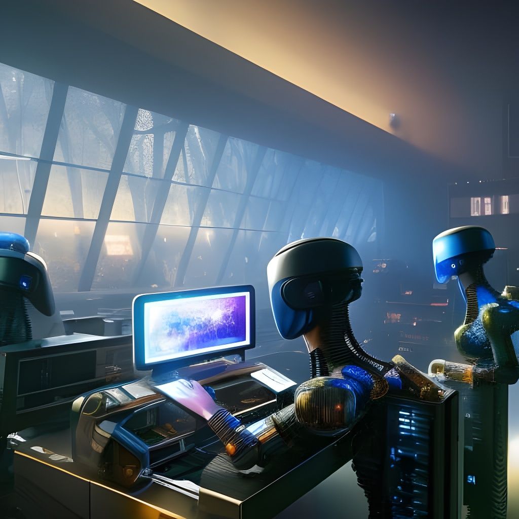 Humanoid Computers At Work - AI Generated Artwork - NightCafe Creator