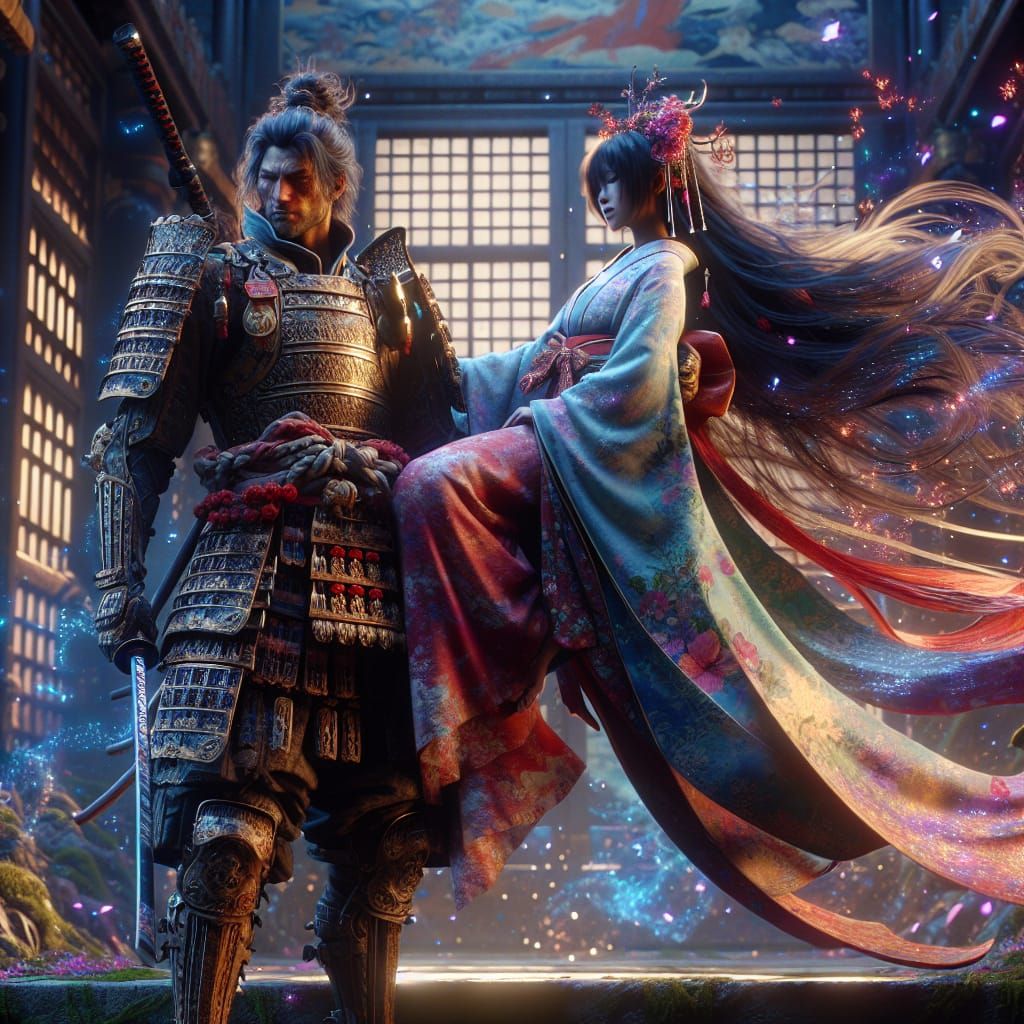 The image is of Royal Garden of a Japanese Royal Palace. Standing in ...